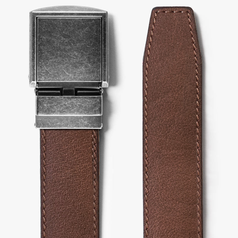Wide Brown Full Grain Leather Belt | Ratchet Belt without Holes ...