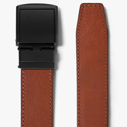Wide Walnut Full Grain Leather Belt | Ratchet Belt without Holes ...
