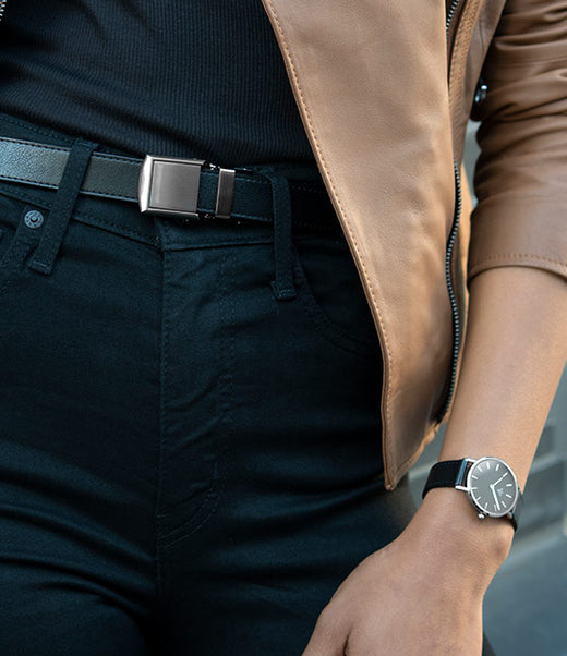 Soirée Watch and Belt Set | Ratchet Belt without Holes Adjustable Belt ...