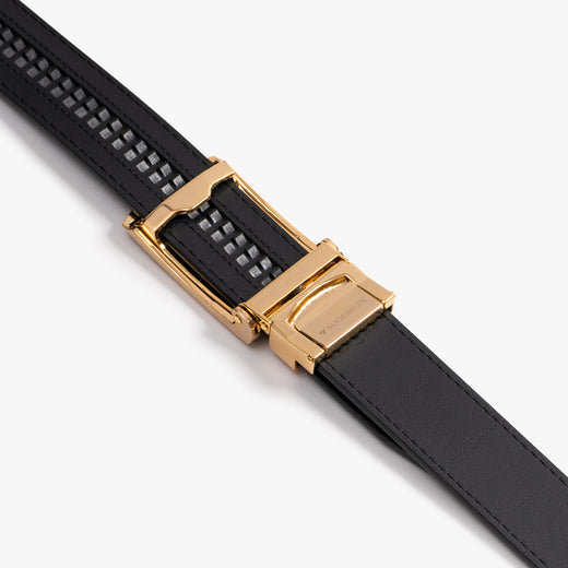 Distressed Black Checkered Belt | Ratchet Belt without Holes Adjustable ...